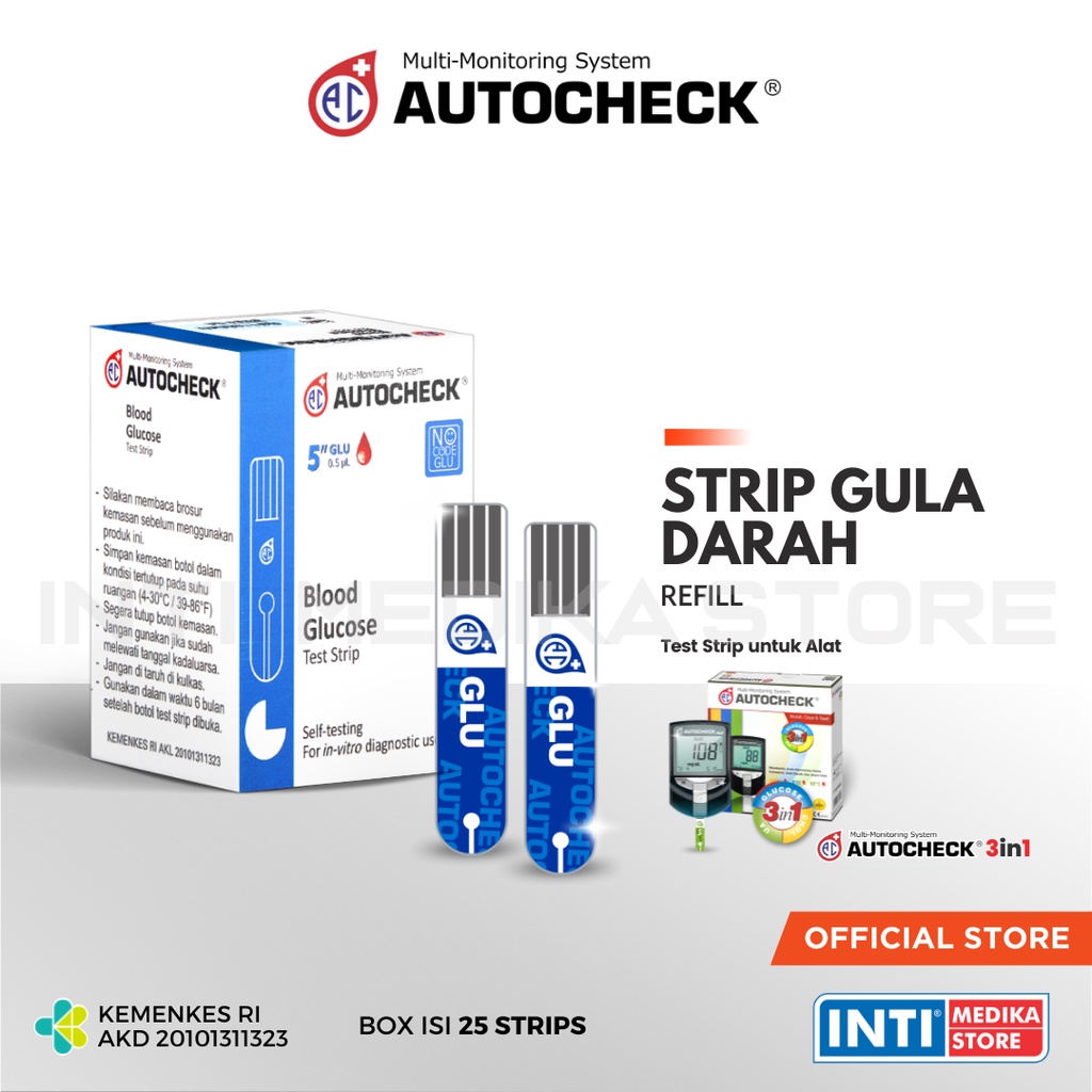 Jual AUTOCHECK - Strip Gula Darah Isi 25 pcs | Refill Glucose Test ...