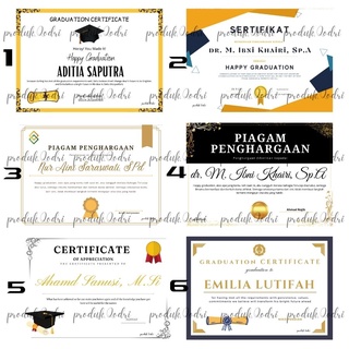 Jual Sertifikat Graduation Costum dan Mendali Custom, Sertifikat Wisuda ...