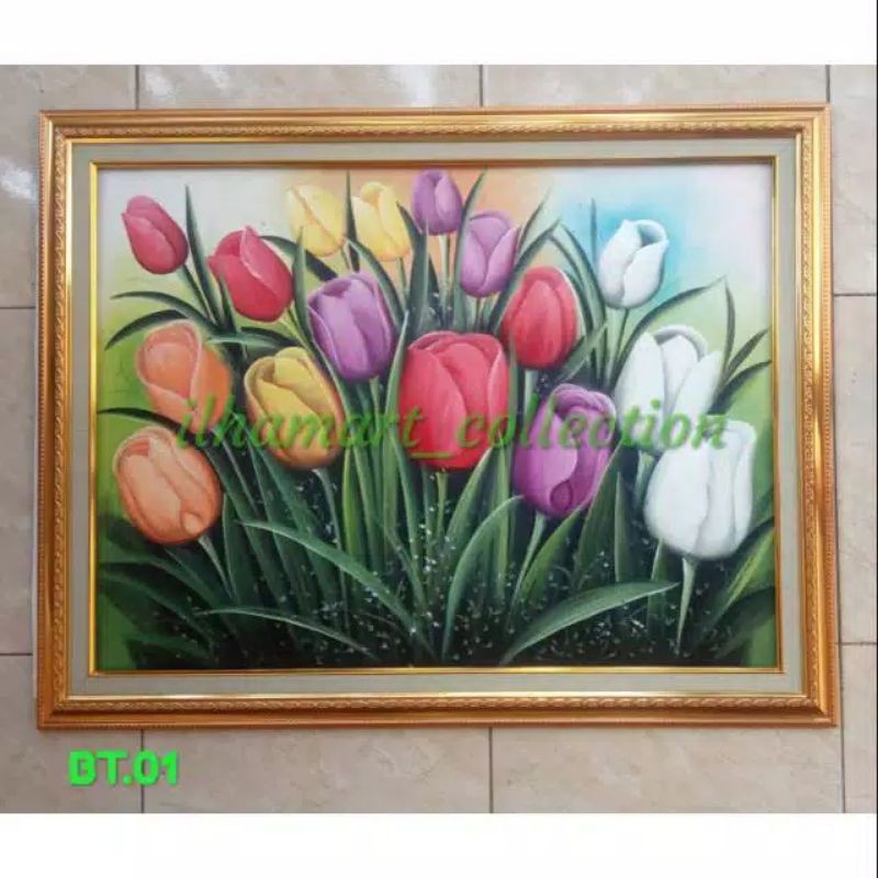 Jual Lukisan Bunga Tulip Sudah Dengan Bingkai Pigura (ukuran 60cm x ...
