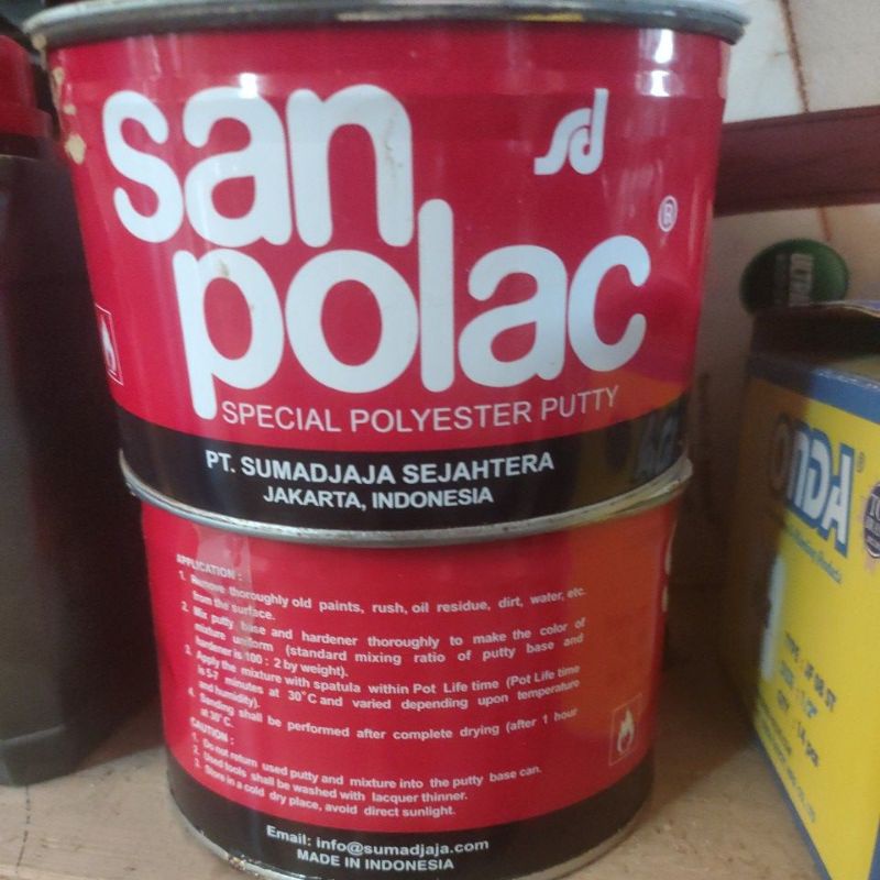 Jual san polac / alfaglos / dempul besi / special polyester putty ...