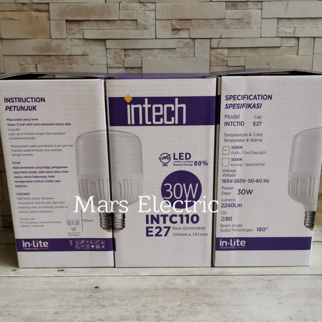 Jual Intech Bulb Lampu LED Capsule 30 Watt Putih/Cool Daylight | Shopee ...