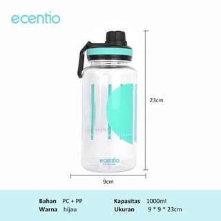 Jual Ecentio Botol Air Minum sport 1000ml /bottle Sporty/ Kapasitas ...
