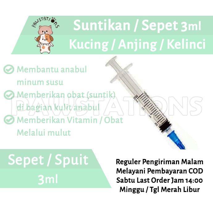 Jual Spuit Sepet Spet Kucing Anjing Suntikan 3cc Suntikan 3ml Jarum ...