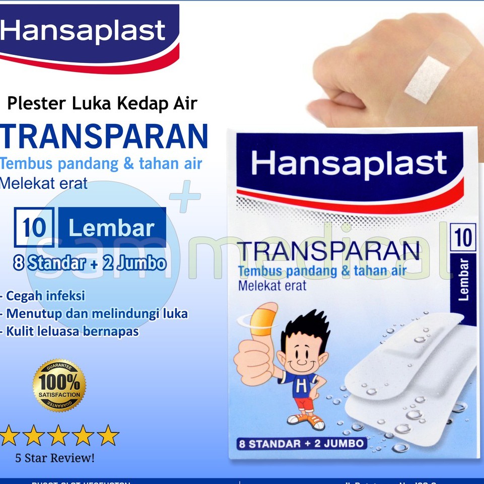 Jual Hansaplast Plester Transparan Kedap Air - 10pcs (8 Standar + 2 ...