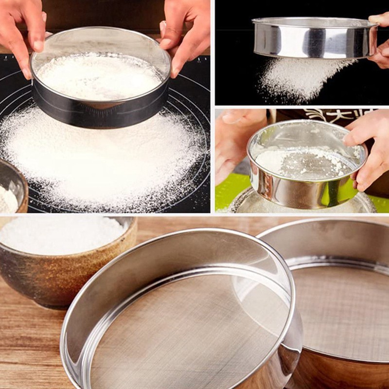Jual Ayakan saringan halus Tepung Gula Stainless steel flour sieve isi ...
