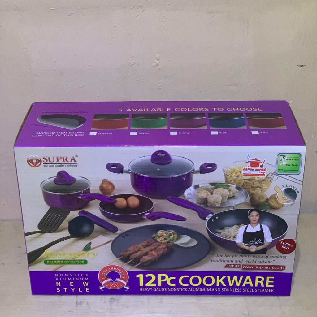 Jual Supra Rosemary 12 Pcs Cookware Set Panc Susui Wajan Grill Steamer ...