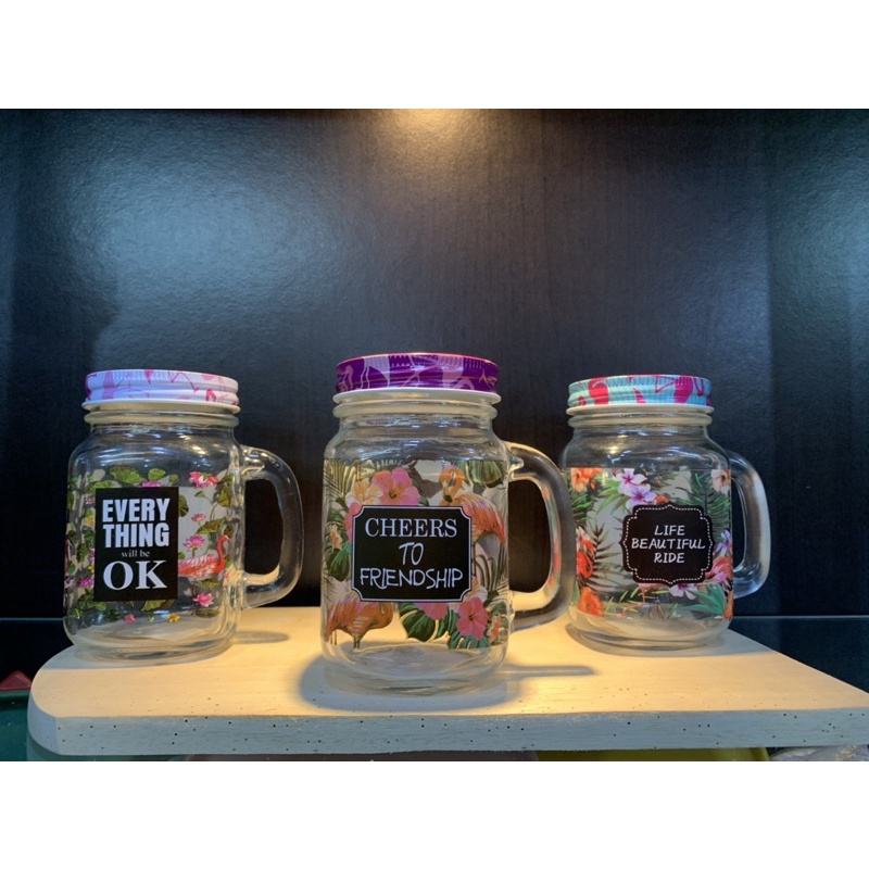Jual MMS Gelas Mug Jar Mj-500 Tropical+LID Assorted Gelas Bar Gelas ...