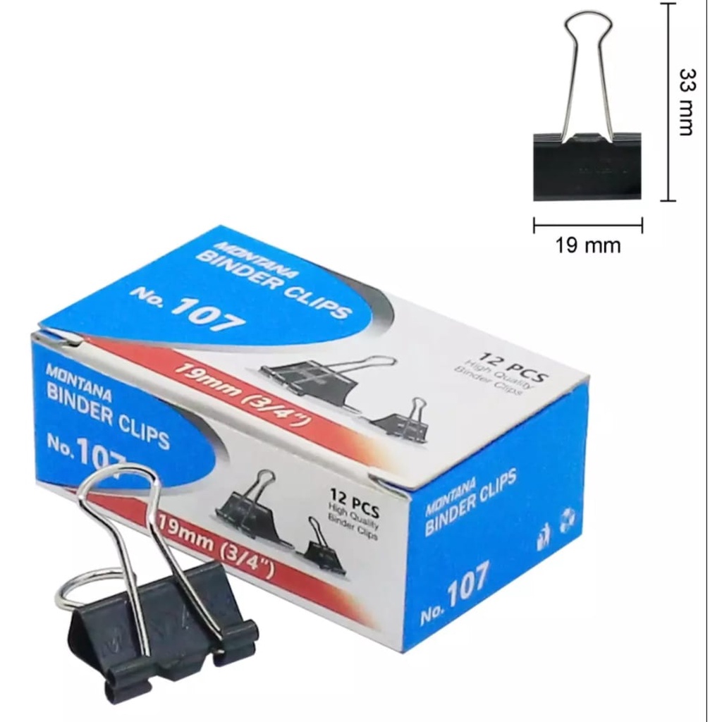 Montana Binder Clip Hitam Penjepit Kertas Berbagai Ukuran MTBC-260 | pgmall