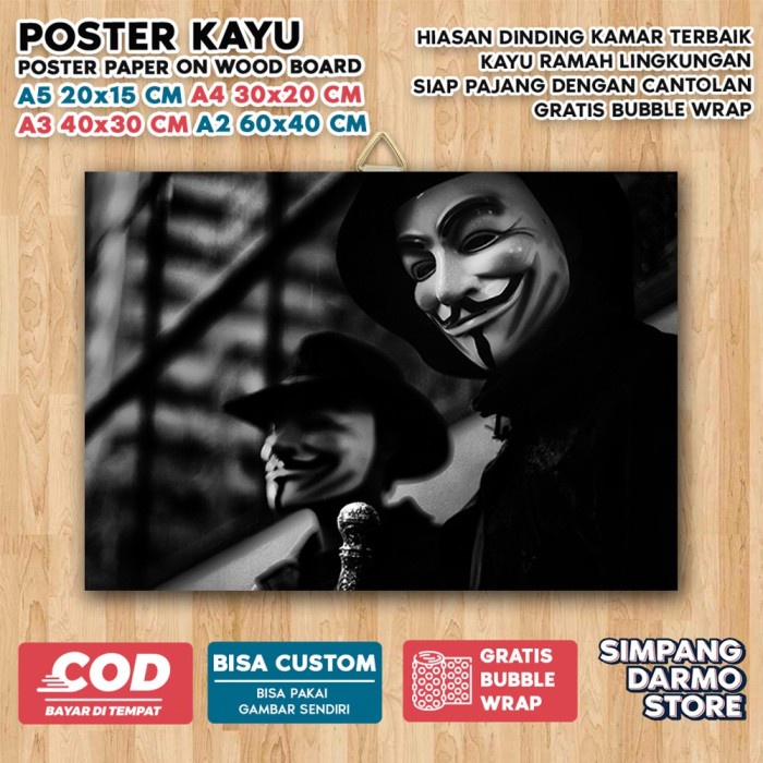 Jual Poster Kayu Dark Aesthetic Topeng Anonymous Hacker Anyx-7 ...