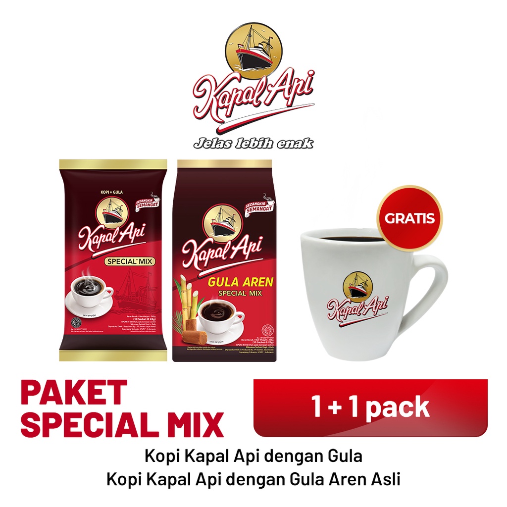 Jual KAPAL API Special Mix 1 Pack Gula Aren + 1 Special Mix Free Mug ...