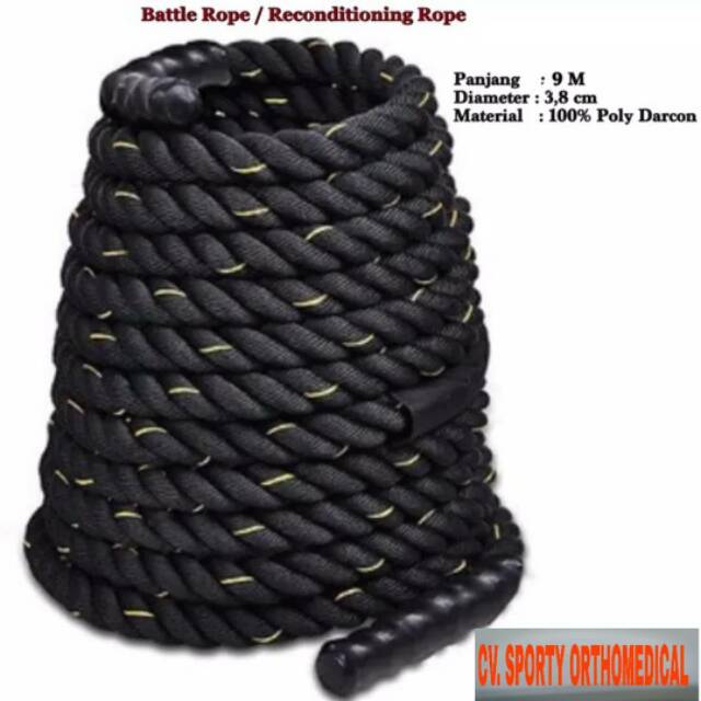 Jual Battle Rope body gym 9 meter diameter 38 mm tali fitness battling ...