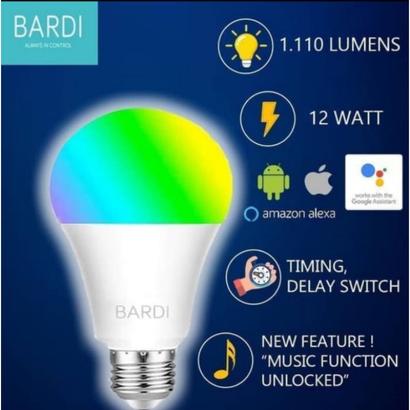 Jual BARDI SMART LAMP BULB LIGHT 12W WW RGB LED WIFI IOT-HOME ...