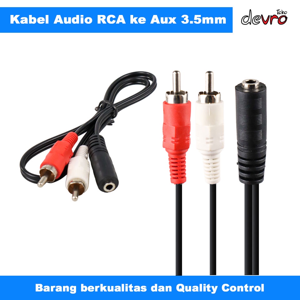 Jual Kabel Aux 3.5mm Female ke RCA Male - Kabel RCA Male ke Jack Female - Kabel Audio | Shopee ...