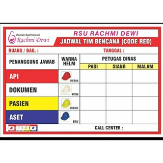 Jual Papan Jadwal Tim Bencana Red Code Dengan Nama | Shopee Indonesia