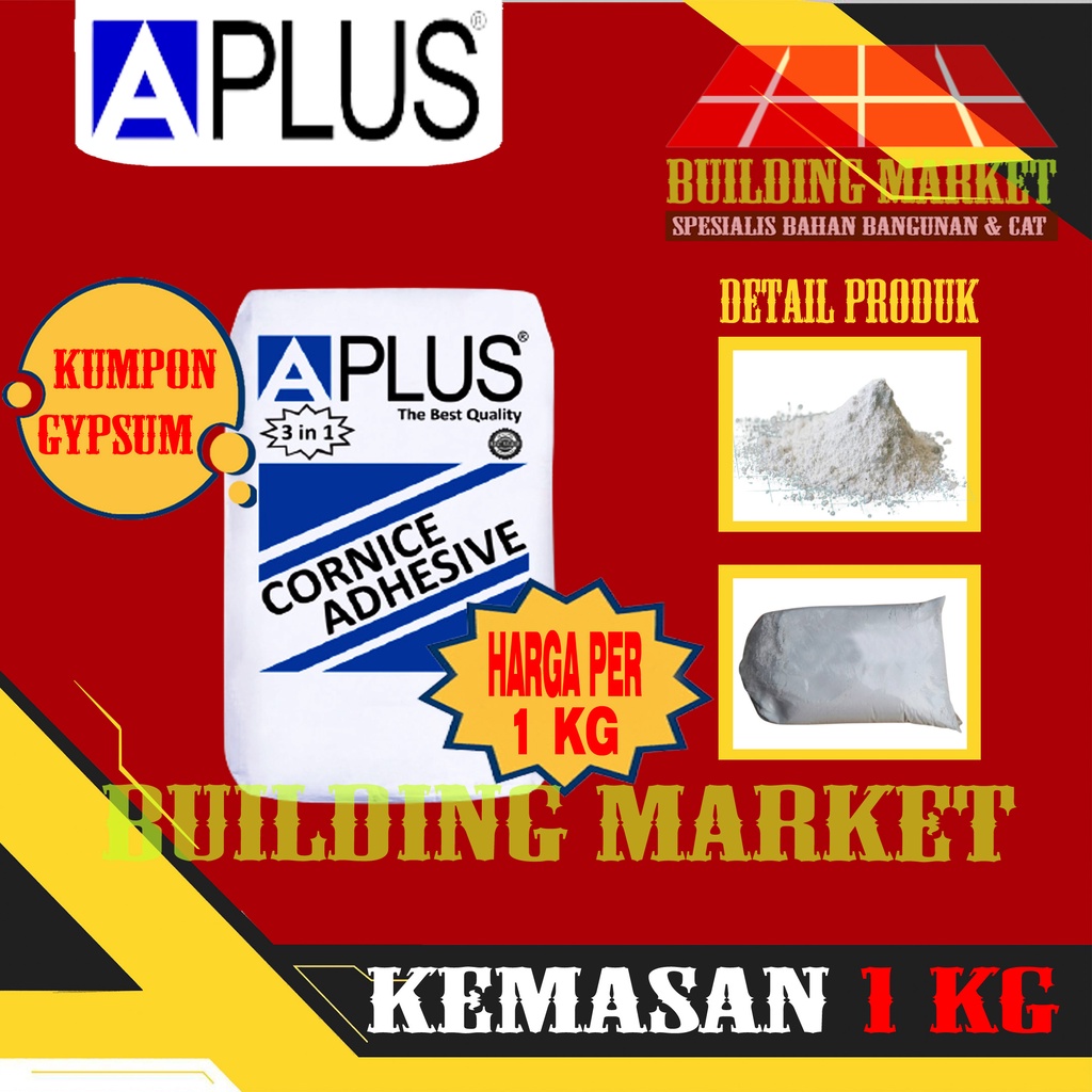 Jual DEMPUL GIPSUM APLUS CORNICE ADHESIVE KUMPON GYPSUM COMPOUND APLUS 1 KG | Shopee Indonesia