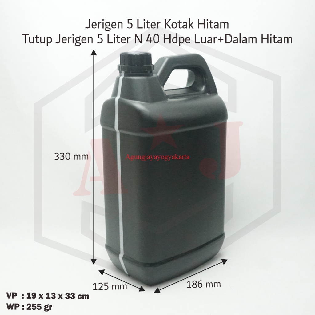 Jual Jerigen 5 L Hitam Hdpe Set A Tutup N 40 Hitam | Shopee Indonesia