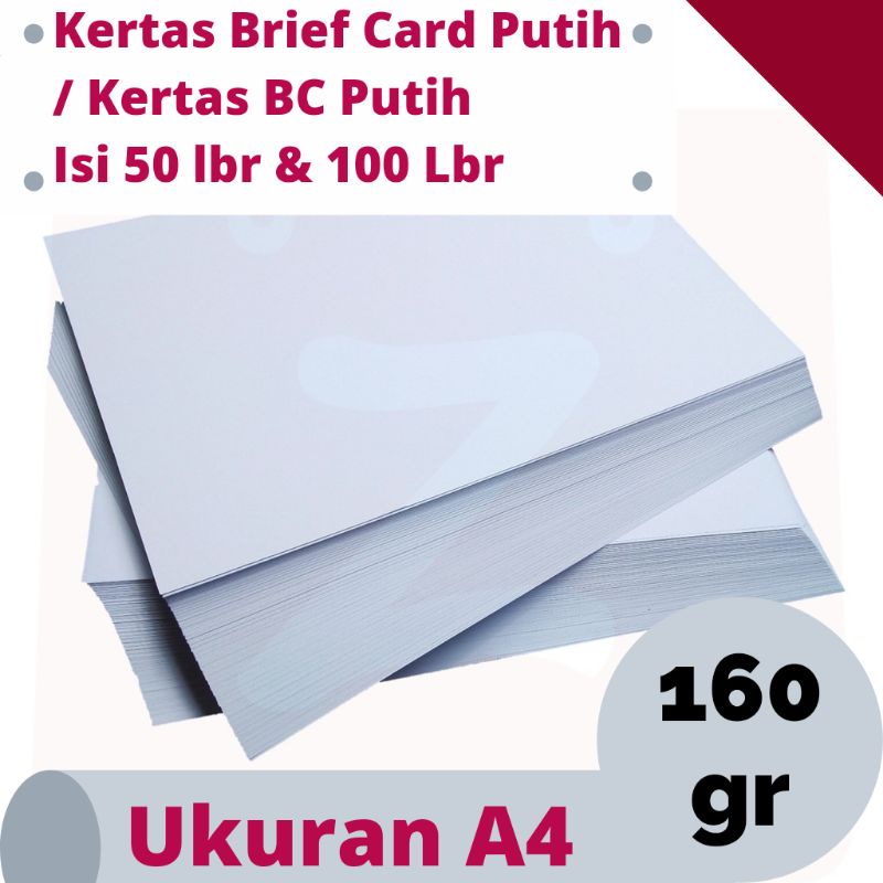 Jual Kertas Brief Card BC 160 Gram A4 Isi 50 Lembar 100 Lembar