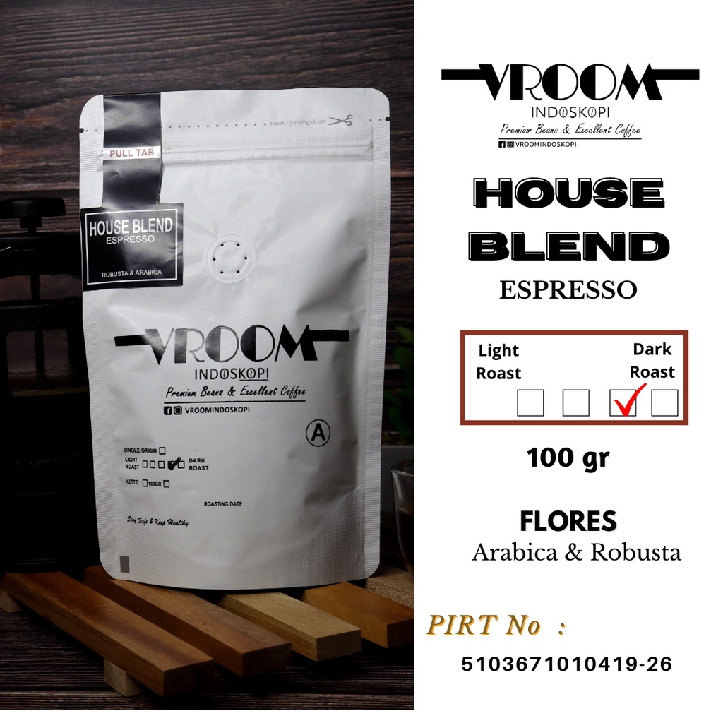 Jual KOPI HOUSE VI BLEND 70R30A Premium 100Gr Biji Matang | Bubuk | Shopee Indonesia