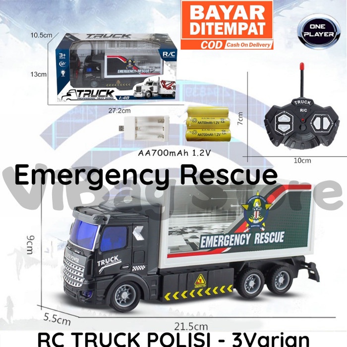 Jual RC Truk Derek Truk Rescue Truk Trailer Polisi Box Mobil Remote ...