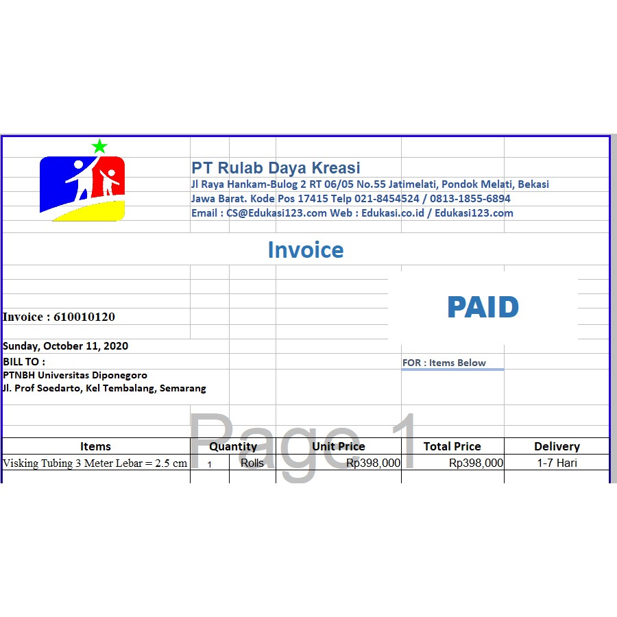 Jual Invoice meterai pembelian instantsi Indonesia|Shopee Indonesia