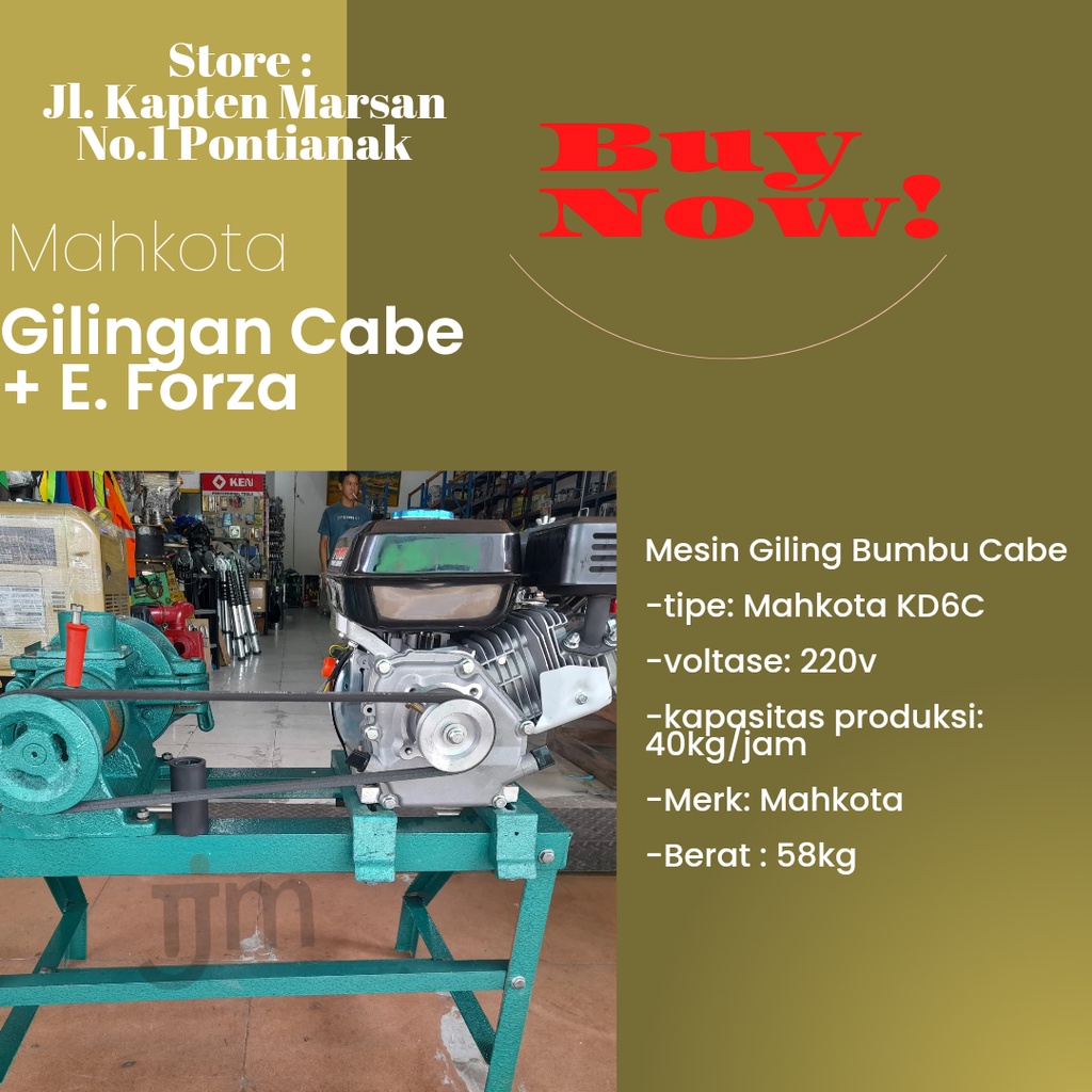 Jual Gilingan Cabe Bumbu Mahkota KD-6 C / Mesin Penggerak Forza 7HP ...