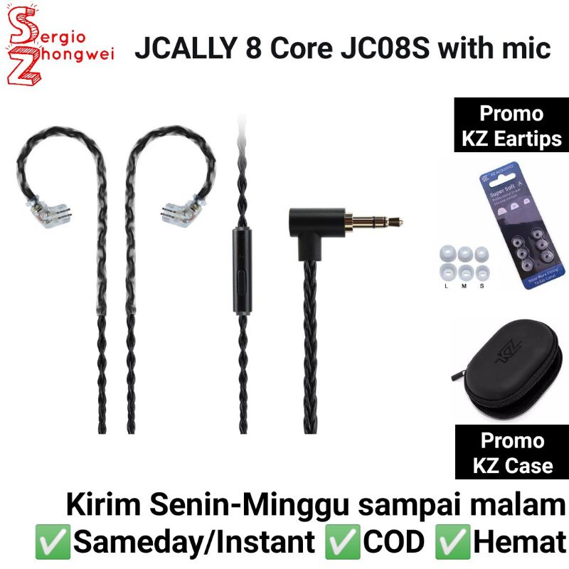Jual JCALLY JC08S With Mic KABEL UPGRADE untuk Kabel KZ ZSN Pro X KZ DQ6 KZ EDX Pro KZ ZST X ...