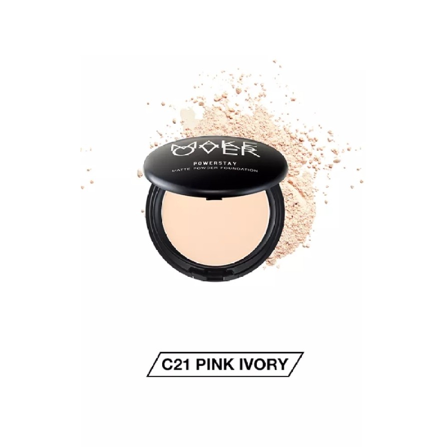 MAKE OVER Powerstay Matte Powder Foundation C21-Pink Ivory | Shopee ...