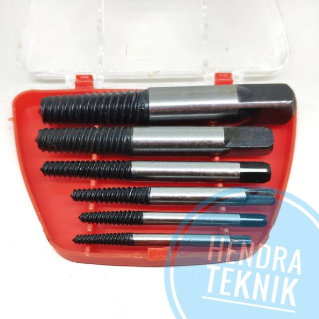 TAP BALIK SET 6PCS ALAT BUKA BAUT PATAH SET 6 PCS SCREW EXTRACTOR SET ...