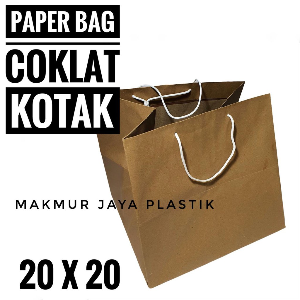 Jual PAPER BAG KOTAK DUS COKLAT POLOS 20 - ISI 12 PCS | Shopee Indonesia