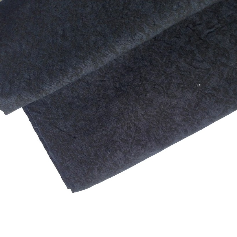 Jual Kain Emboss Motif Sulur Daun Bunga Base Warna Hitam Katun Prima ...