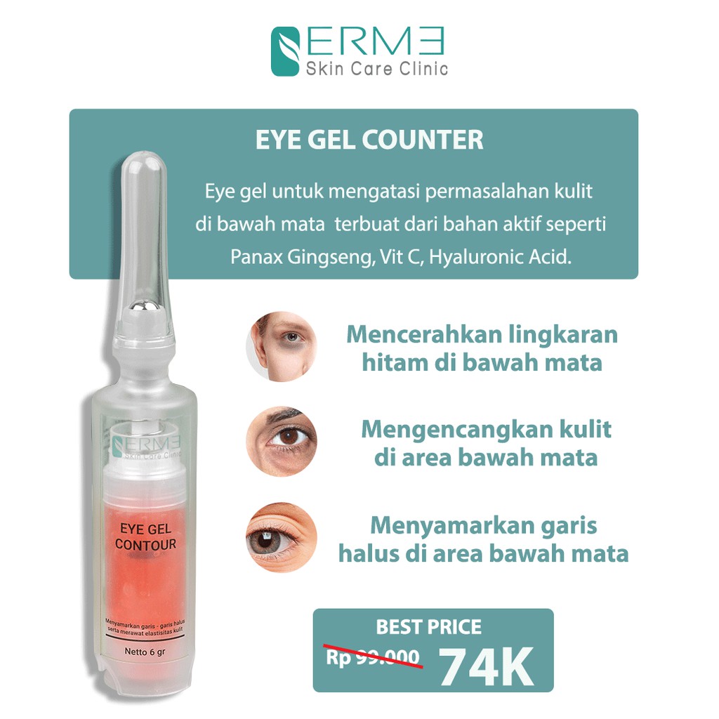 Jual Erme Eye Gel Contour untuk Mencerahkan Lingkar Mata | Shopee Indonesia