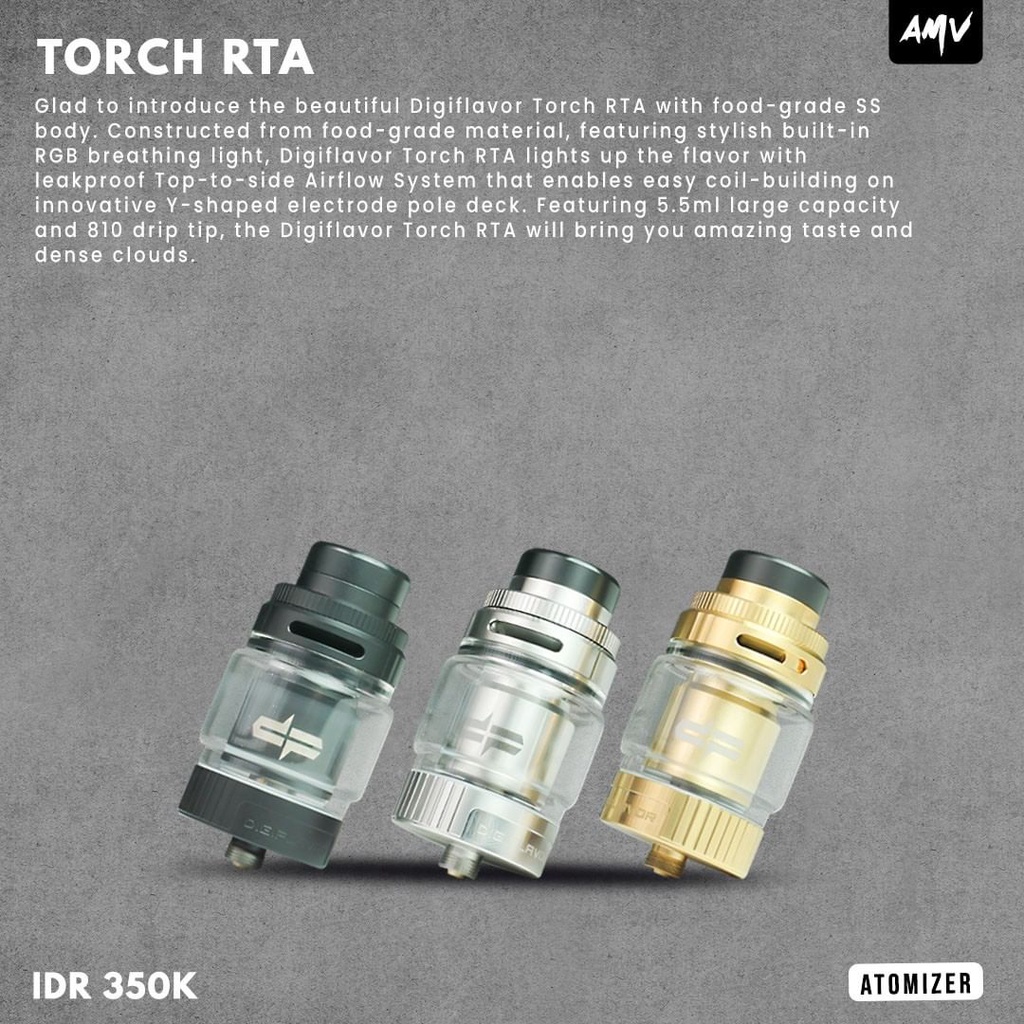 Jual Atomizer Torch RTA 26MM Authentic by Digiflavor - AT | Shopee ...
