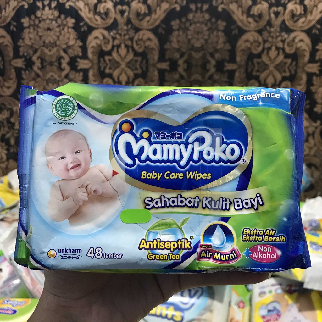 Jual MamyPoko Baby Wipes Antiseptic Greentea 48 lembar / Tissue basah ...