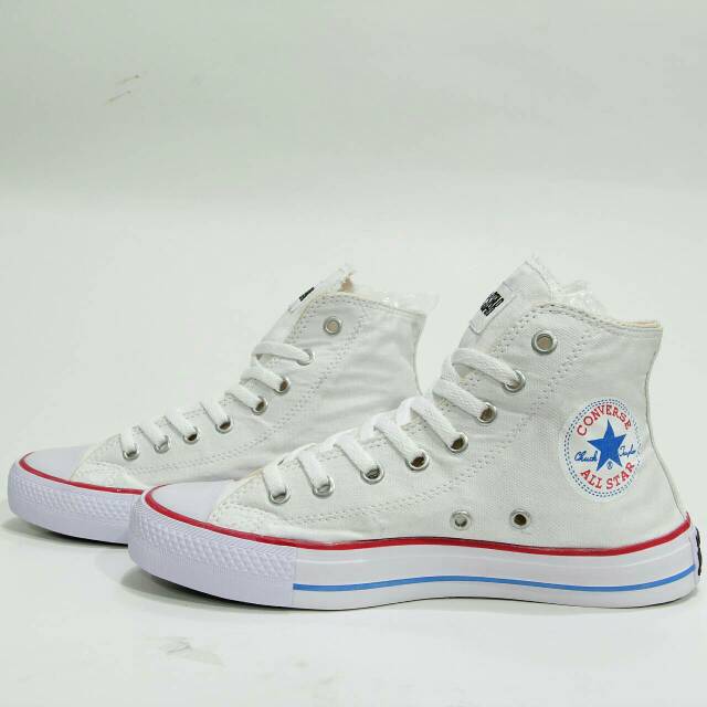 Jual Sepatu converse high putih list merah biru ( Grade ori , premium ...