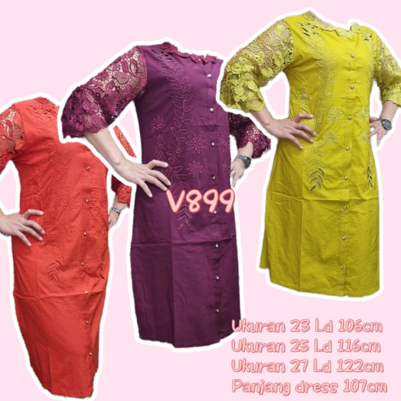 Jual Gaun Dress Katun Karet Premium V899 | Shopee Indonesia