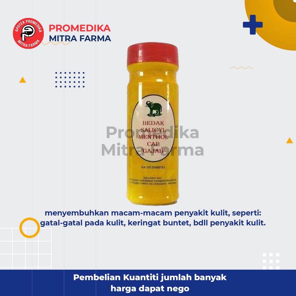 Jual Bedak Salicyl Gajah Menthol / Botol / Bedak Gatal Kulit Indonesia ...
