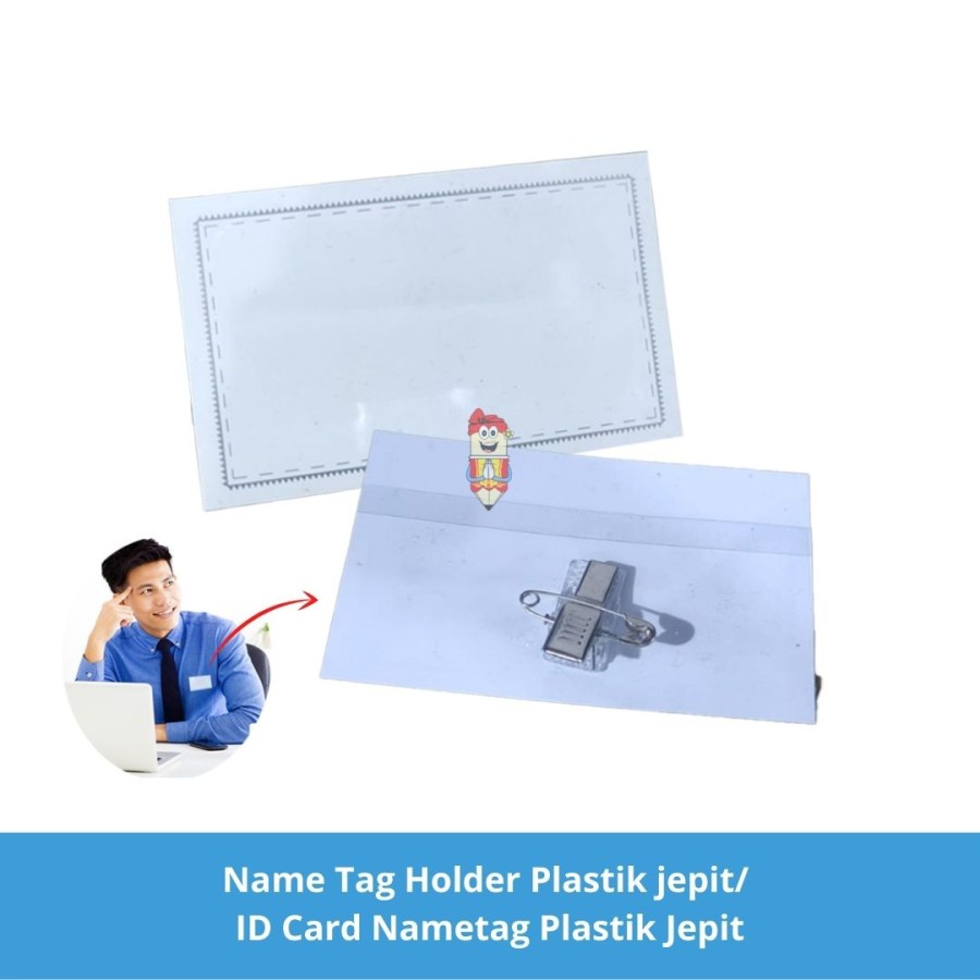 Jual Name Tag Holder Plastik jepit/ ID Card Nametag Plastik Jepit ...