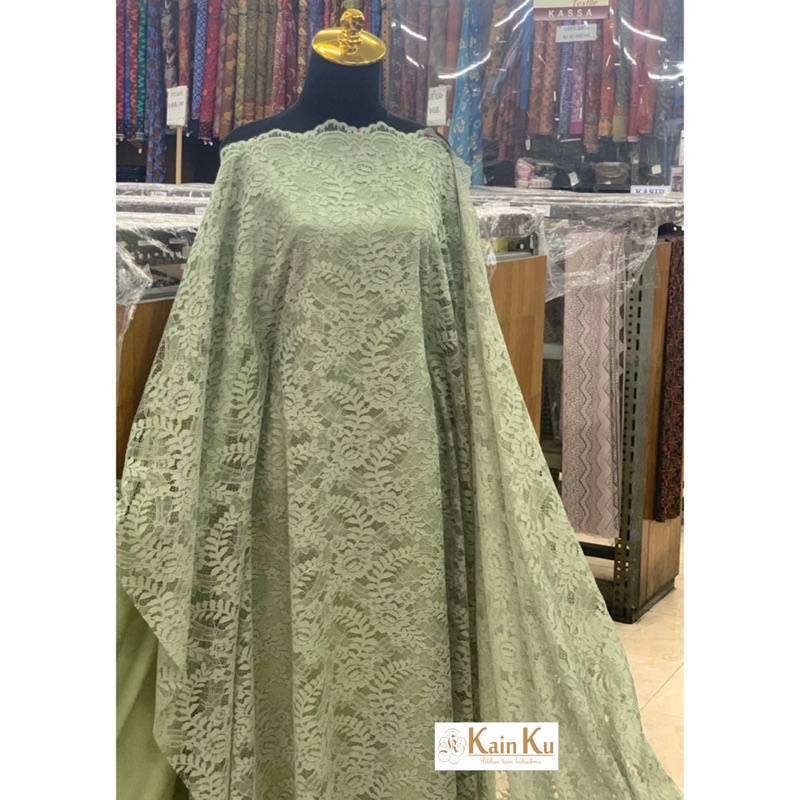 Jual Kain Brokat Kain Tile Kain Tulle Sage Green | Shopee Indonesia