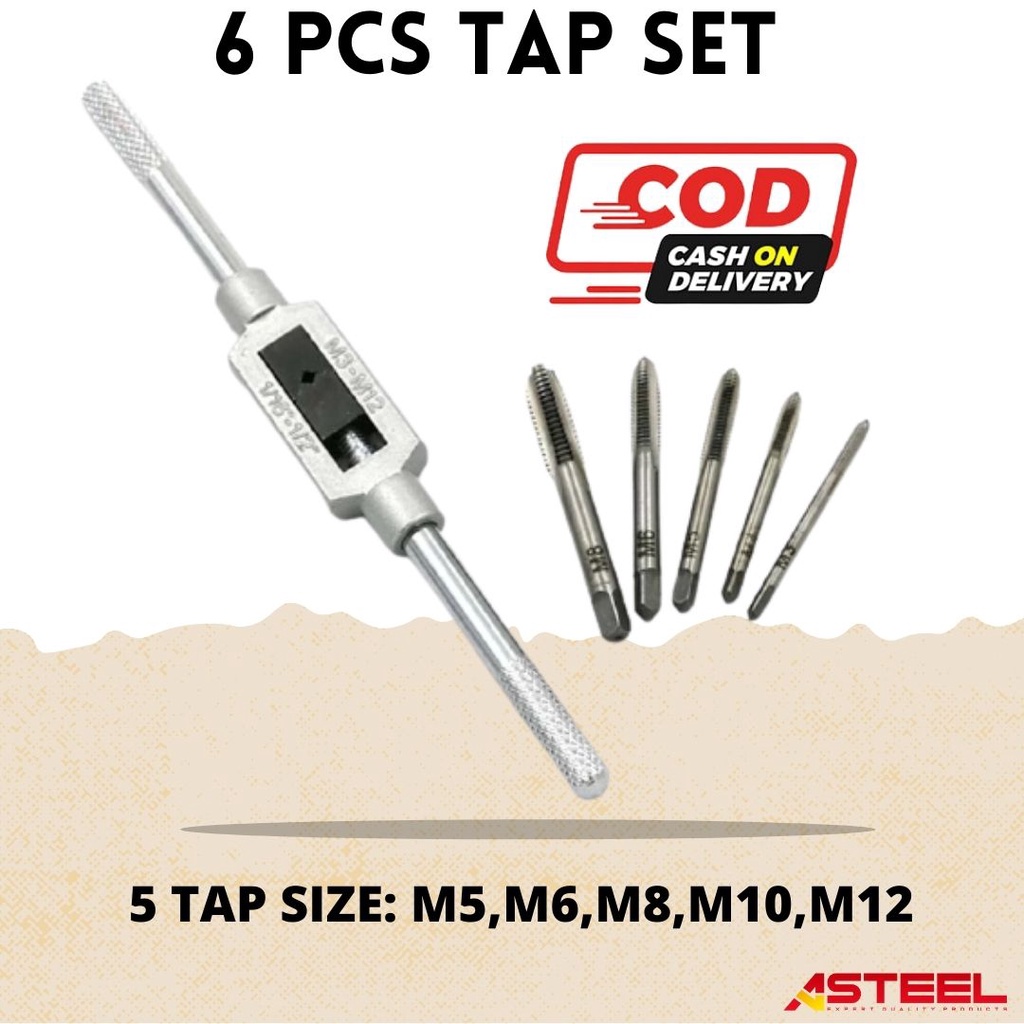 Jual ASTEEL Set Tap Alat Metrik Alat Pembuat Drat Metric Hand Tap Set ...