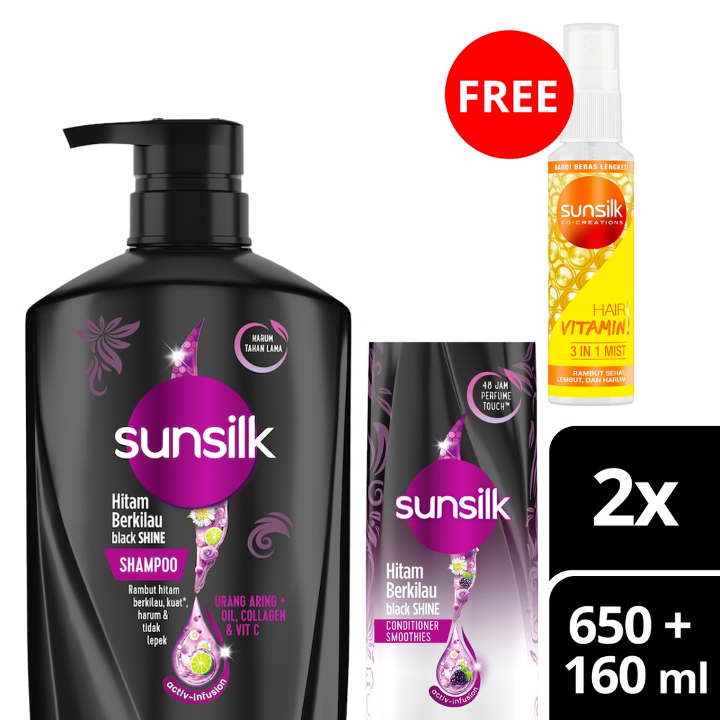 Jual Buy 1 Sunsilk Black Shine Activ-Infusion 650ml and 1 Sunsilk Black ...