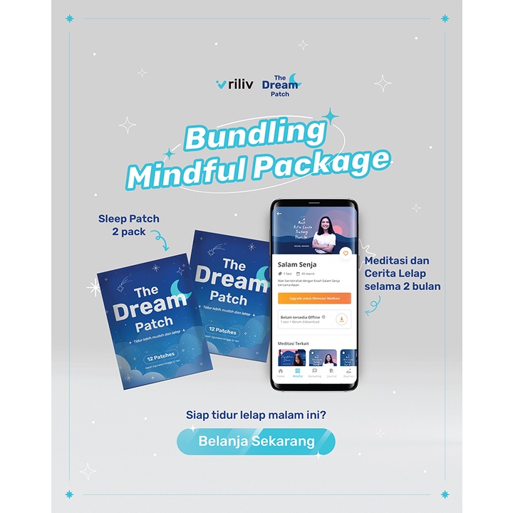 Jual Paket Meditasi Riliv x The Dream Patch (2 pcs sleeppatch bantu ...