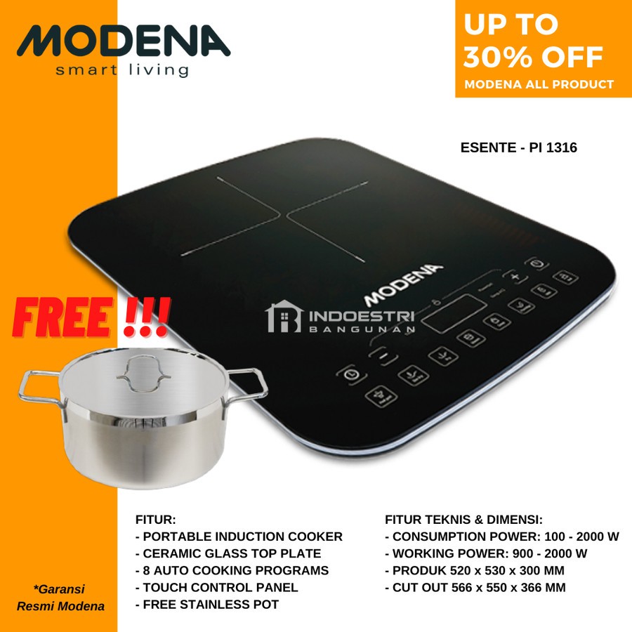 Jual Kompor Induksi Listrik Portable Modena PI 1316 / Induction ...