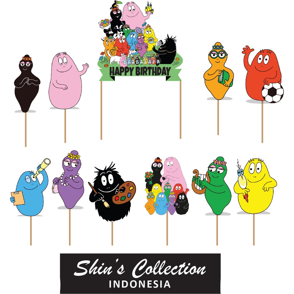 Jual Cake topper barbapapa 1 set isi 11 pcs | Shopee Indonesia