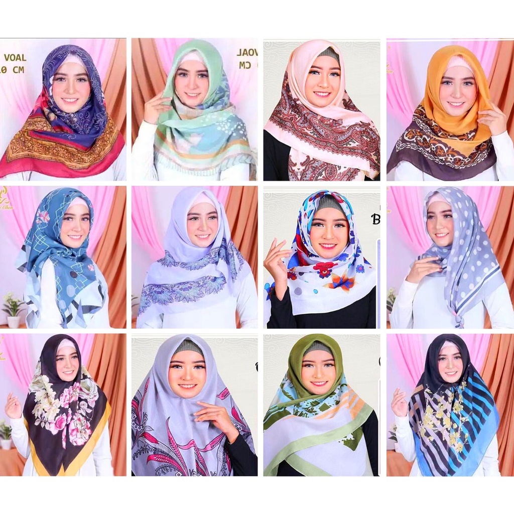 Jual Kerudung Motif TERBARU Hijab Segi Empat Voal Motif Variasi ...