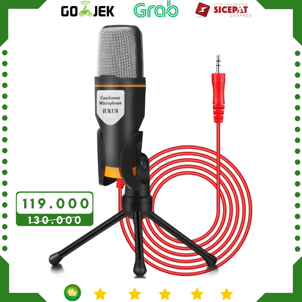 Jual Microphone Eksternal Kondenser for Hp / Laptop (Mic Kabel + Stand ...
