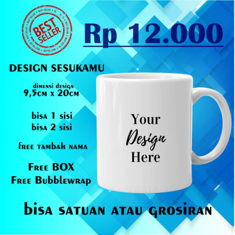 Jual Gelas Mug Custom Satuan/Grosir + Box + Bubblewrap Indonesia|Shopee ...