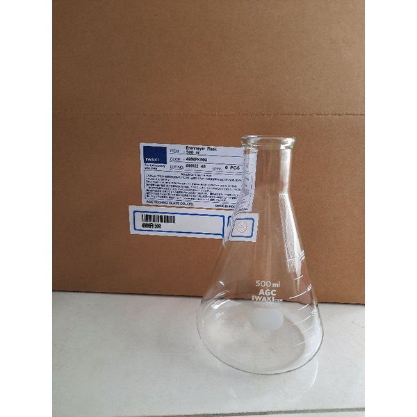 Jual erlenmeyer flask 500ml Iwaki 4980FK500 narrow mouth | Shopee Indonesia