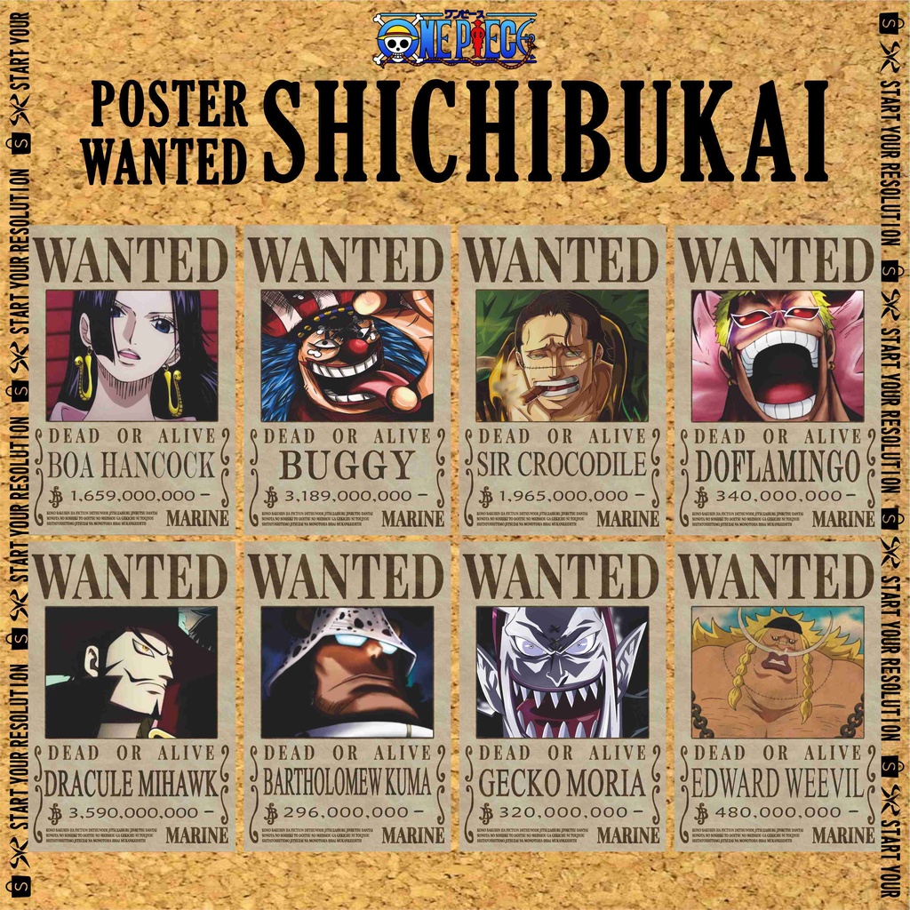 Jual Poster Anime & Manga Wanted One Piece Bounty Ouka Shichibukai ...