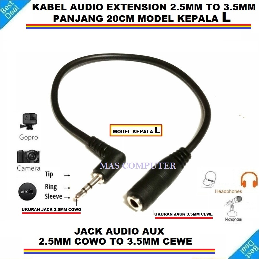 Jual Kabel Jack Audio 2.5MM TO Jack Audio 3.5MM / Jack Audio 3.5MM TO 2 ...