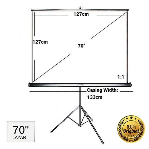 Jual Proyektor / Layar Projector Tripod Portable Screen 70 X 70 Inch ...
